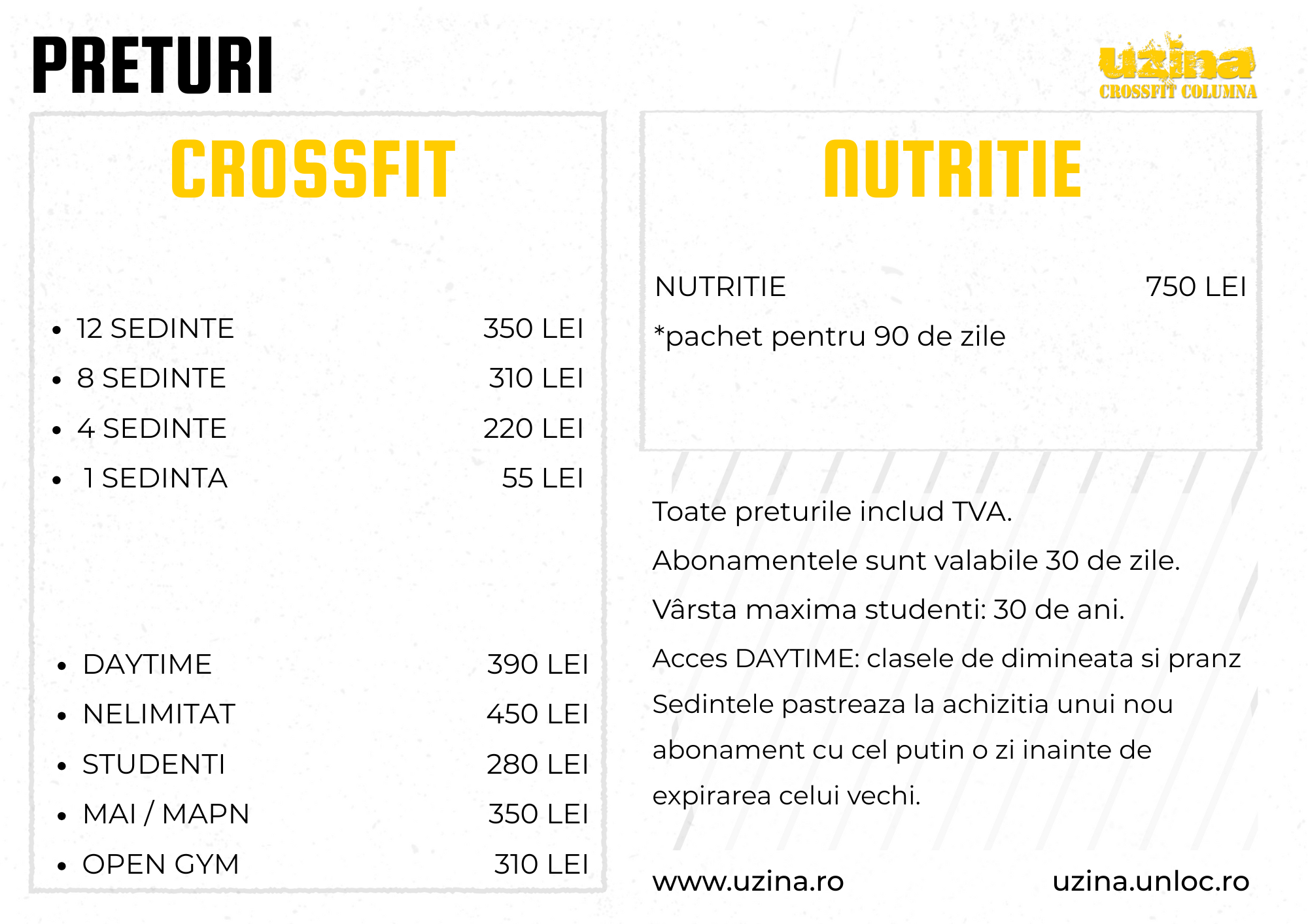 Preturi abonamente CrossFit | UZINA | CrossFit Columna | Primul ...